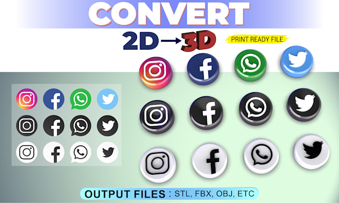 Convert 2d logo to 3d stl file, print ready for 3d printing by ...
