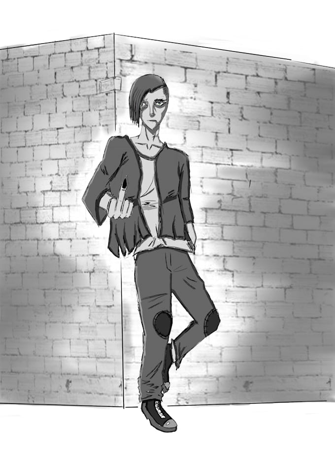 Draw or design a full body character in color or grayscale by ...