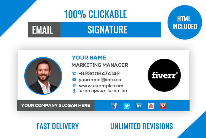Create Html Responsive Email Signatures For Gmailapple By Danishjamshed Fiverr