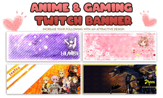 Servicio de diseño de banners de twitch de anime profesional
