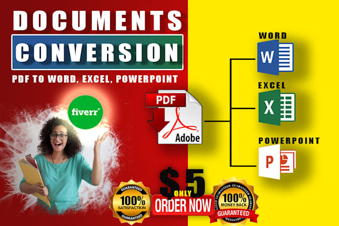Convert pdf to word, excel, powerpoint by Designographics | Fiverr