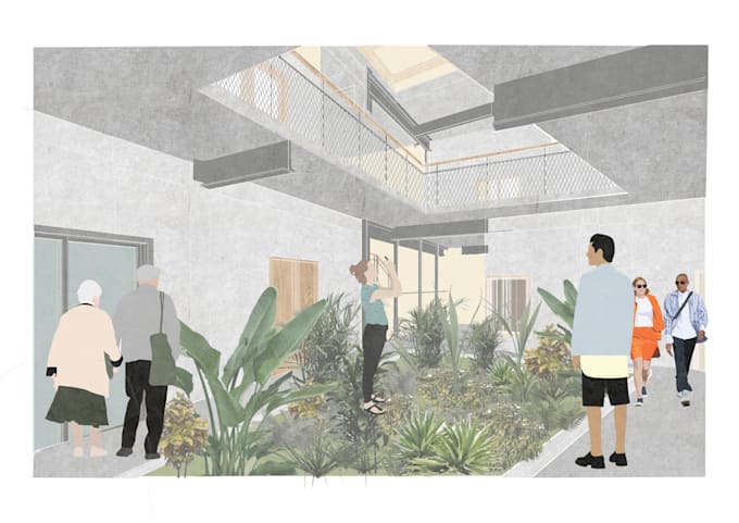 Create a 3d architectural render using photoshop collage by Blocke ...