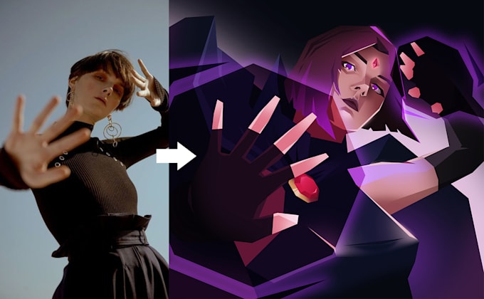 Make your portrait in unique angular illustration style by Krisnasty ...