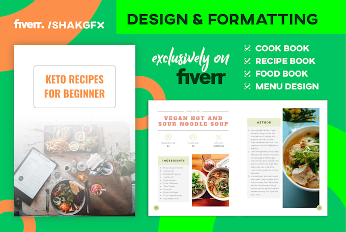 Design gorgeous cookbooks, recipe, diet plan, food menu by Shakgfx | Fiverr