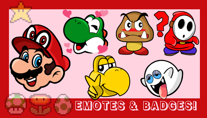 Send you pre made mario emotes and badges by Guerrearts | Fiverr