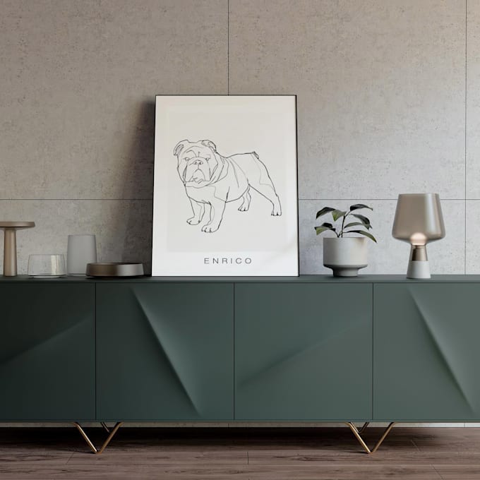 Create your own pet portrait poster drawing by Emarifin | Fiverr