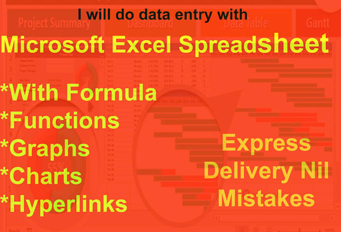 Build microsoft excel spreadsheet with formula functions graphs charts ...