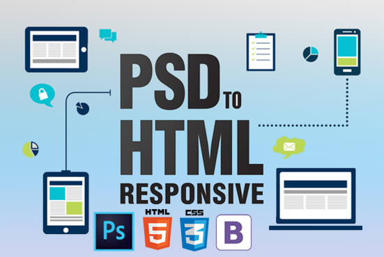Convert psd to html css and responsive with display adapting by ...