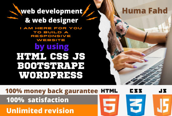 Design responsive website with html,css,javascript,wordpress and ...