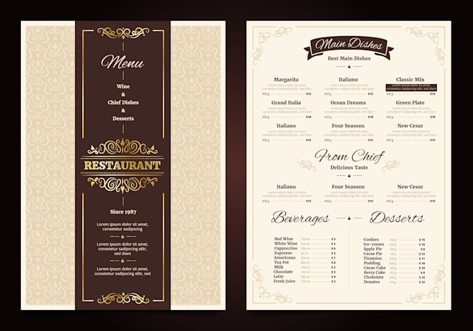 Design modern menu card, food menu, service menu for you by Muneebgfx ...