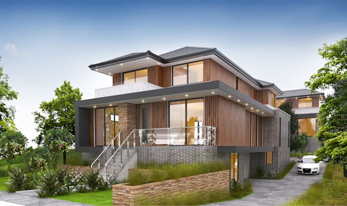 Photoshop post production of architectural 3d render by Jlvarchdesign ...