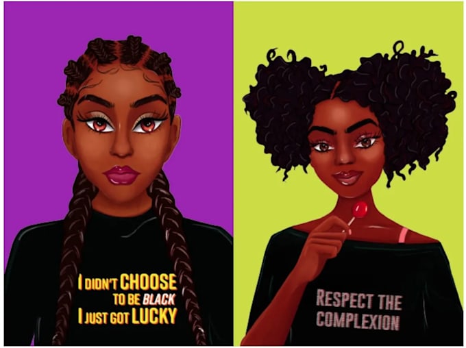 Do african american character designs, cartoon, portrait illustration ...