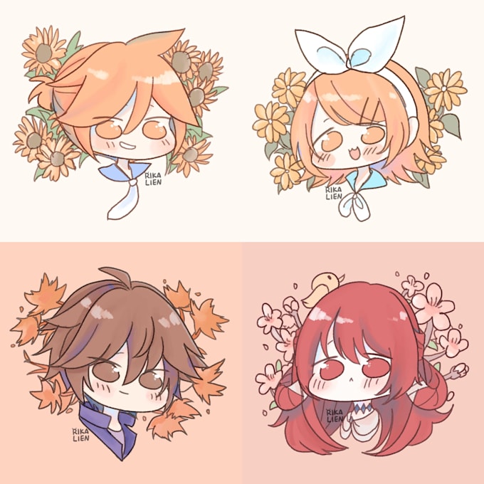 Draw a cute chibi headshot by Rikalien | Fiverr