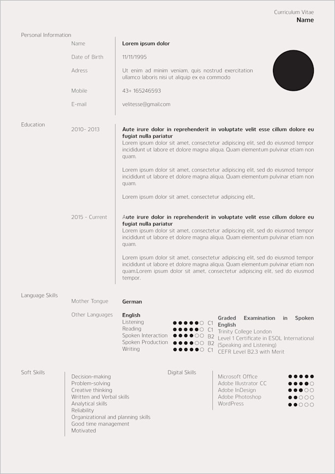 Create an amazing resume design for you by Inesbt | Fiverr Create an amazing resume design for you by Inesbt | Fiverr