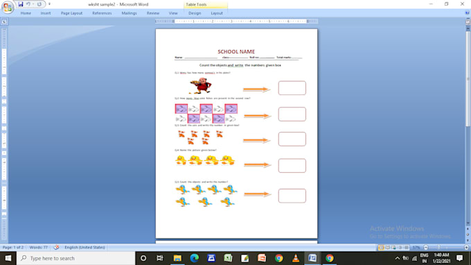 Create maths and english worksheets for your kids by Shazishaziya | Fiverr