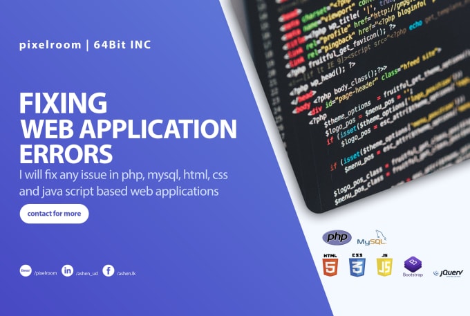 Fix your web application bugs, issues and errors by Pixelroom | Fiverr