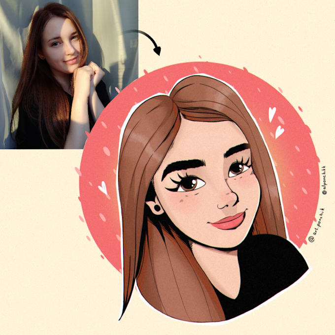 Draw cartoon style portrait by Alponchikk | Fiverr
