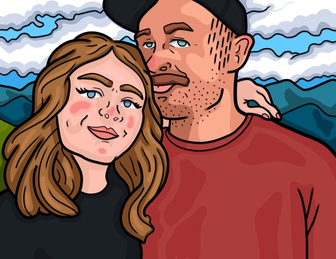 Draw a solo, couple, or family portrait in my style by Juli119 | Fiverr