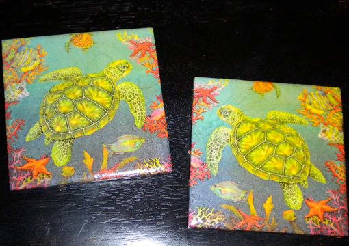 Make a set of 2 custom tile coasters with sea turtles by Sks_shawn | Fiverr