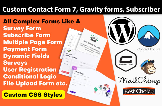 Design wordpress form with gravity forms or contact form 7 by Orbitbrain | Fiverr
