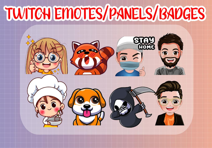 Draw cute custom twitch emotes and sub badges by Impules_arts | Fiverr