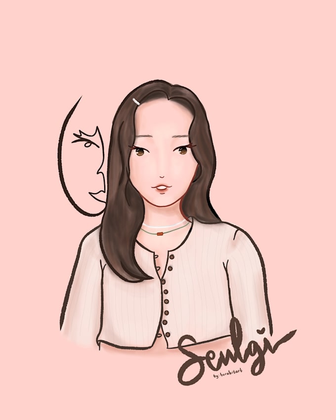 Draw a simple bust up digital illustration by Borabit | Fiverr