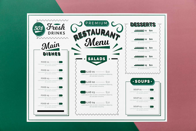 Professional restaurant menu design by Atiq6556 | Fiverr