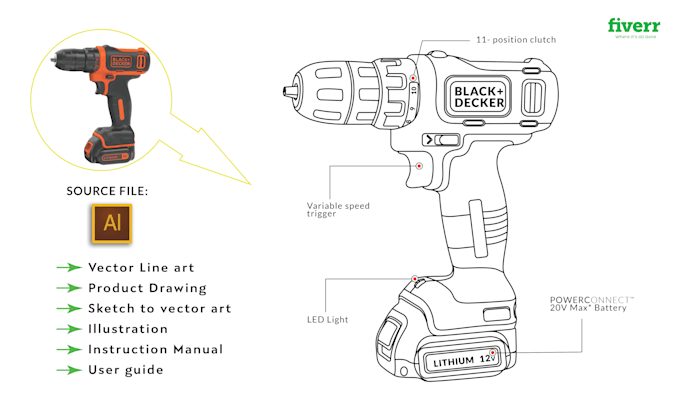 Draw simple and complex product line art illustration by ...