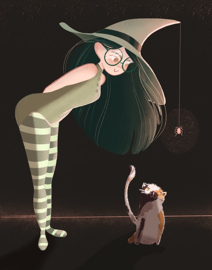 Illustrate you as a cute witch with your animal familiar by Drewbeech ...