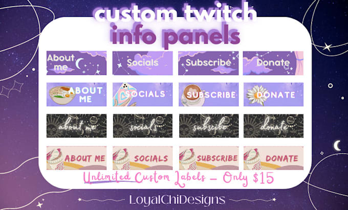 Design unlimited twitch stream info panels by Loyalchidesigns | Fiverr