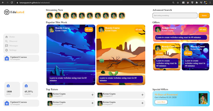 Create a reactjs web application by Ketangupta34 | Fiverr