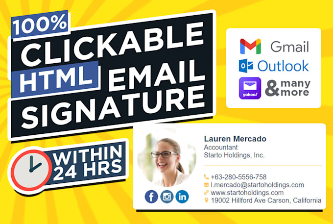Create email signature in html css by Azamedia | Fiverr