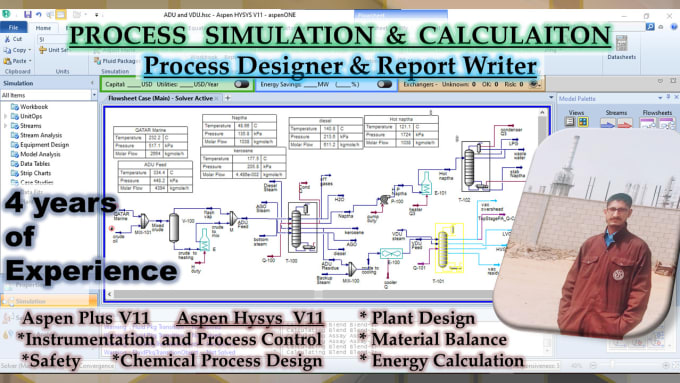 Do chemical engineering simulation in aspen hysys plus and ms visio by ...