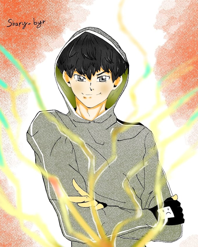 Draw a custom cartoon character in a anime art style by Mrbir_ | Fiverr