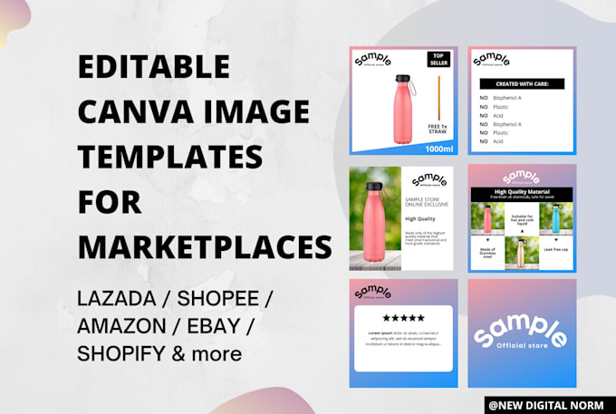 Provide editable product templates for lazada, shopee, tiktok, amazon ...