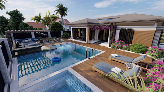 Do garden and pool designs, and 3d landscape visualizations by Sajinirm894 | Fiverr