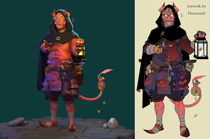 Make your 2d character design turn into 3d by Bevrill | Fiverr