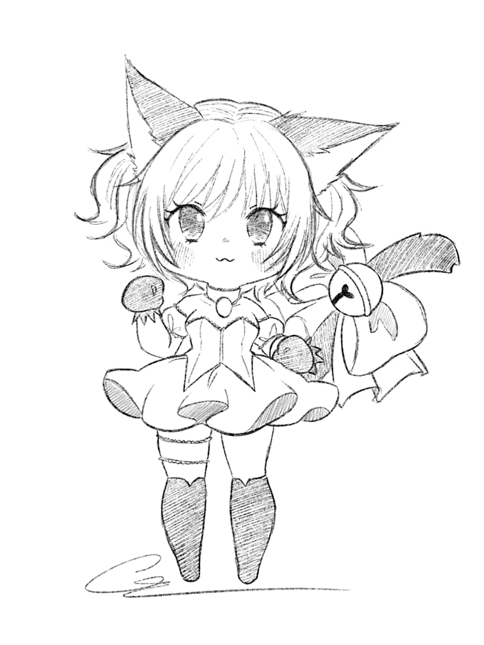 Draw you a chibi black and white sketch by Georgieporgie6 | Fiverr