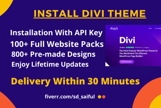 Install divi theme with lifetime updates by Sd_saiful | Fiverr