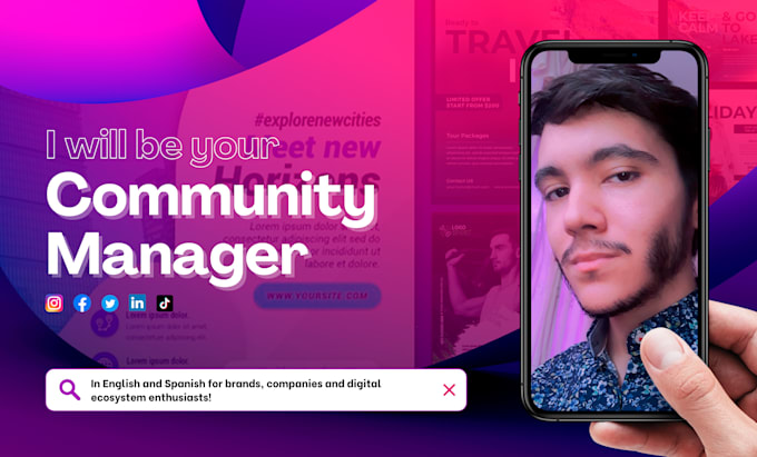 Be your community manager to create instagram posts and in other social ...