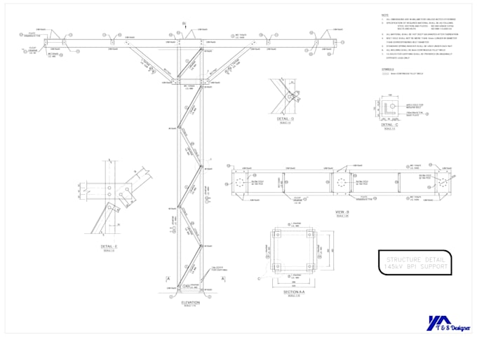 Draw steel tower, beams, gantry structures with full details by ...