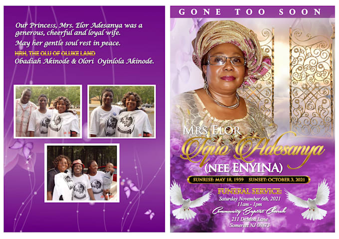 Do nice event, funeral program by Artz_studio | Fiverr