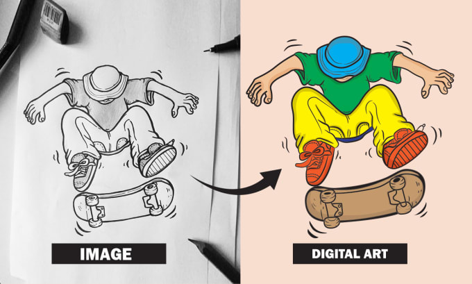 Convert your sketch or drawing to vector digital art logo