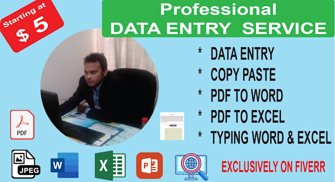 Do data entry, copy paste, pdf to word, pdf to excel by Maksud_87 | Fiverr