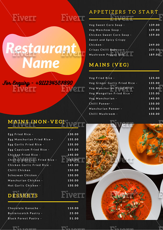 Design attractive, restaurant menu, food menu cards by Debamit_75 | Fiverr