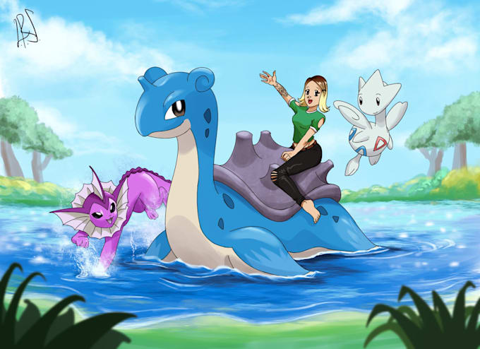 Paint you as a pokémon trainer by Rsantiagopaints | Fiverr