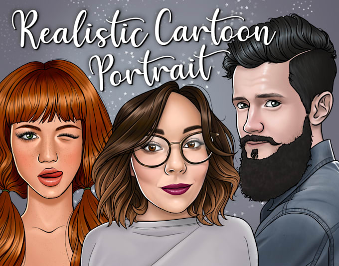 Draw a realistic cartoon portrait by Martaskorka | Fiverr