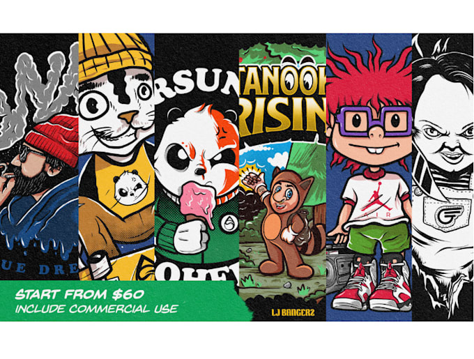 Create awesome illustrations for print t shirt design with my cartoon ...