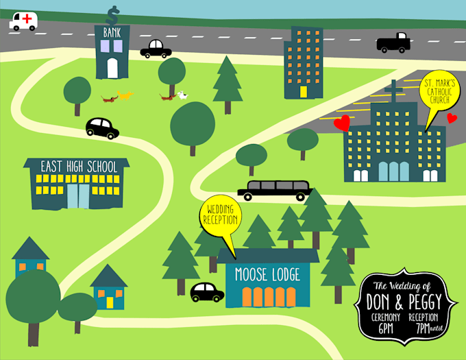 Design a custom map, great for weddings, parties or showers by ...