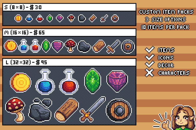 Create professional high quality custom pixel art item sets by ...